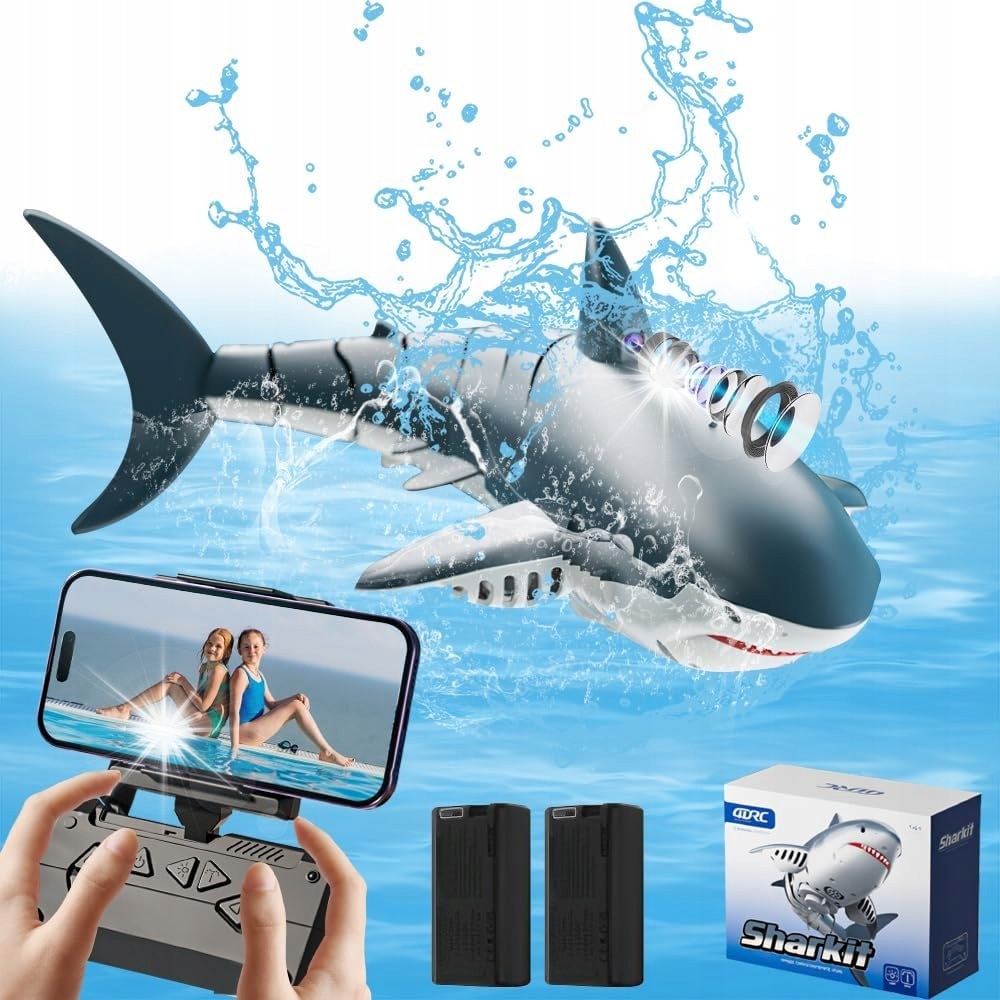 Barca cu telecomanda Shark, camera HD, 2.4GHz, multicolor - eMAG.ro