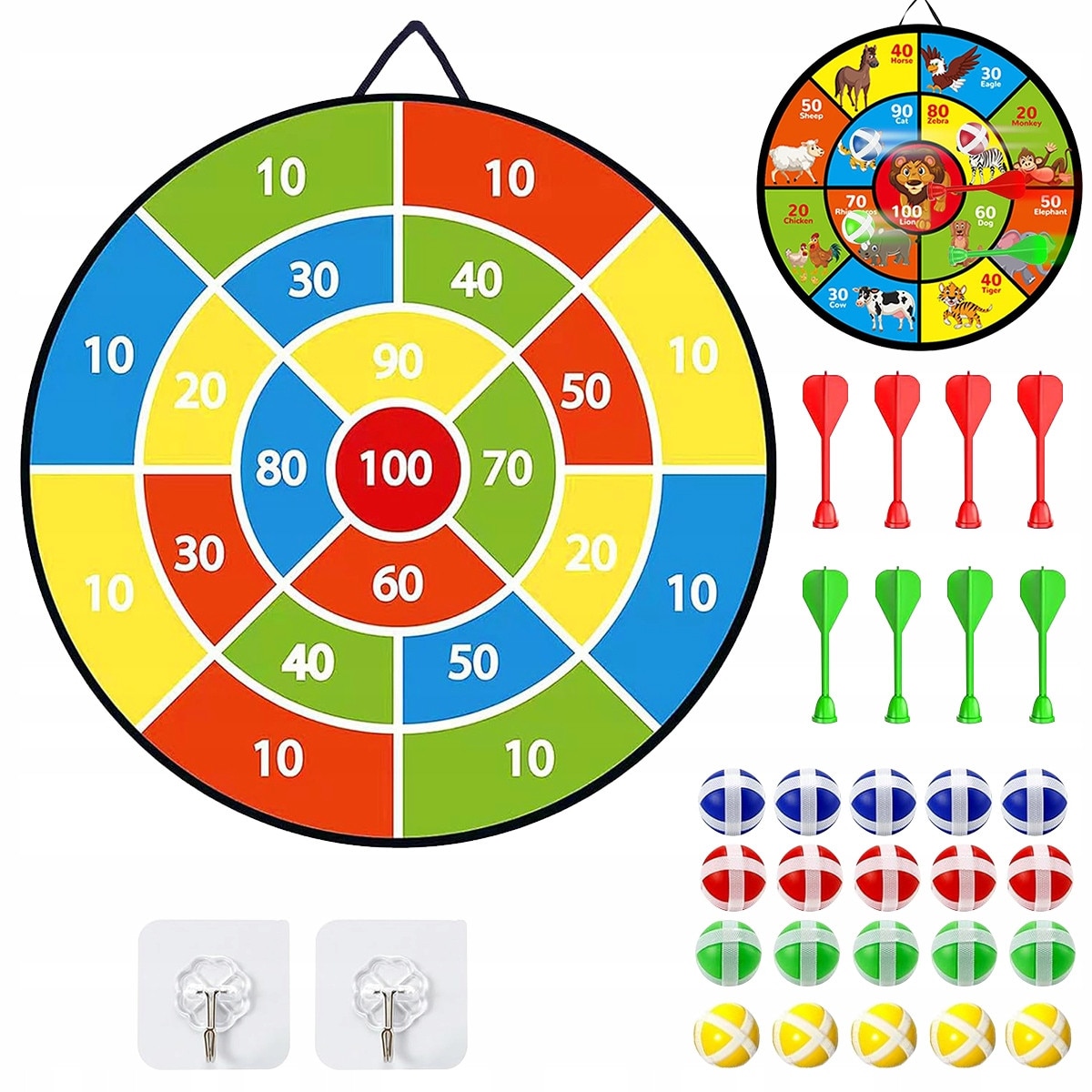 Set tabla de darts pentru copii, 26 inch, 12 bile lipicioase, dubla ...