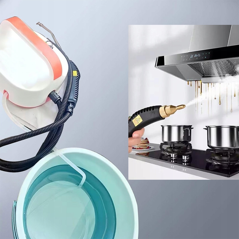 Aparat de curatat cu abur Bedee, 2500W, alb-portocalie, set complet ...