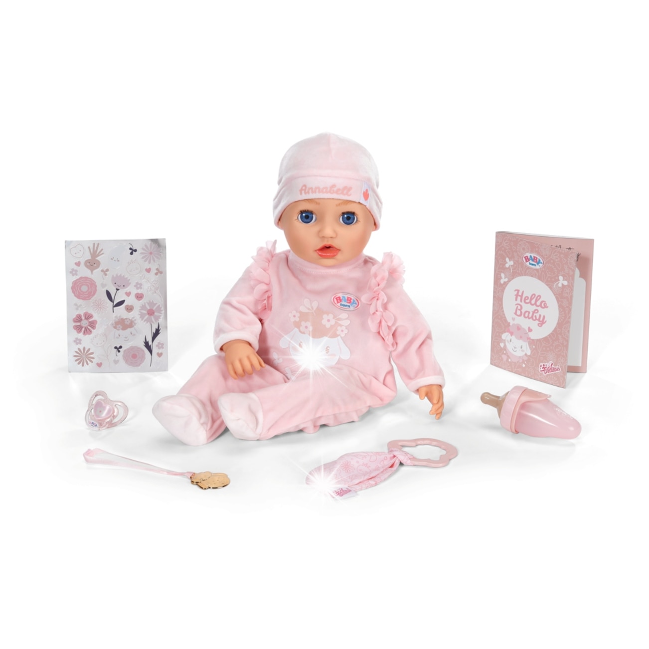 Papusa interactiva Baby Born Annabell 43cm, multicolor, set cu suzeta ...