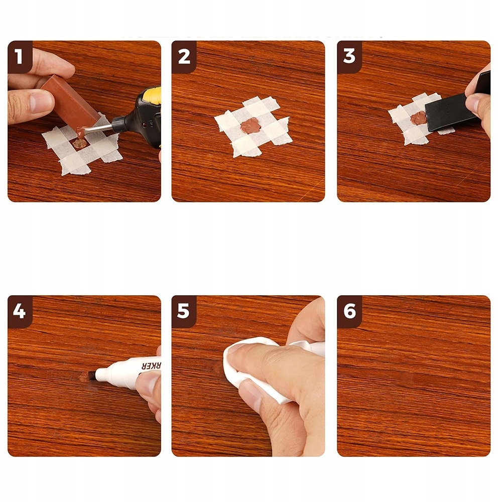 Kit de reparare pentru parchet, Bedee, 11 culori de ceara, unelte ...