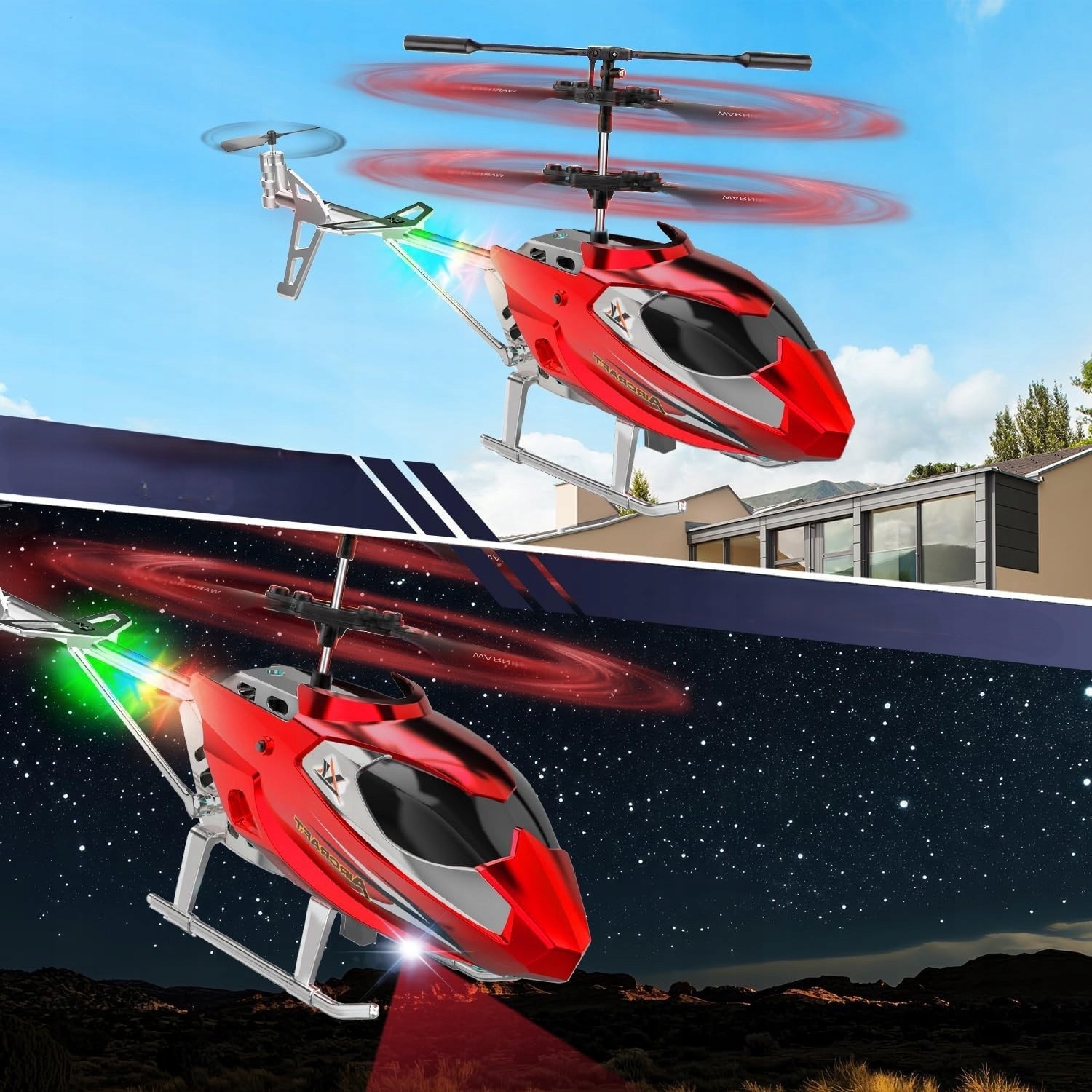 Helicopter RC 3,5 canale, 2,4 GHz, cu LED, timp de zbor 16 minute ...