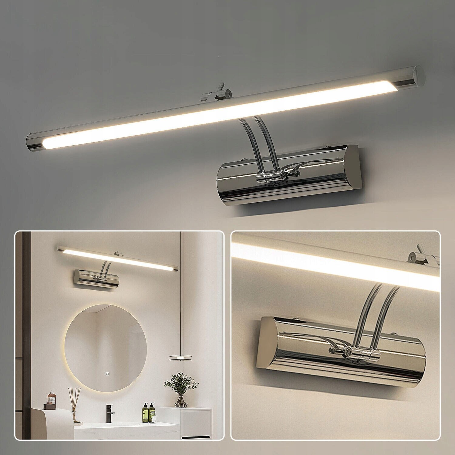 Lampa LED pentru baie, 12W, 3000K, 55cm, rezistenta la apa, iluminare ...