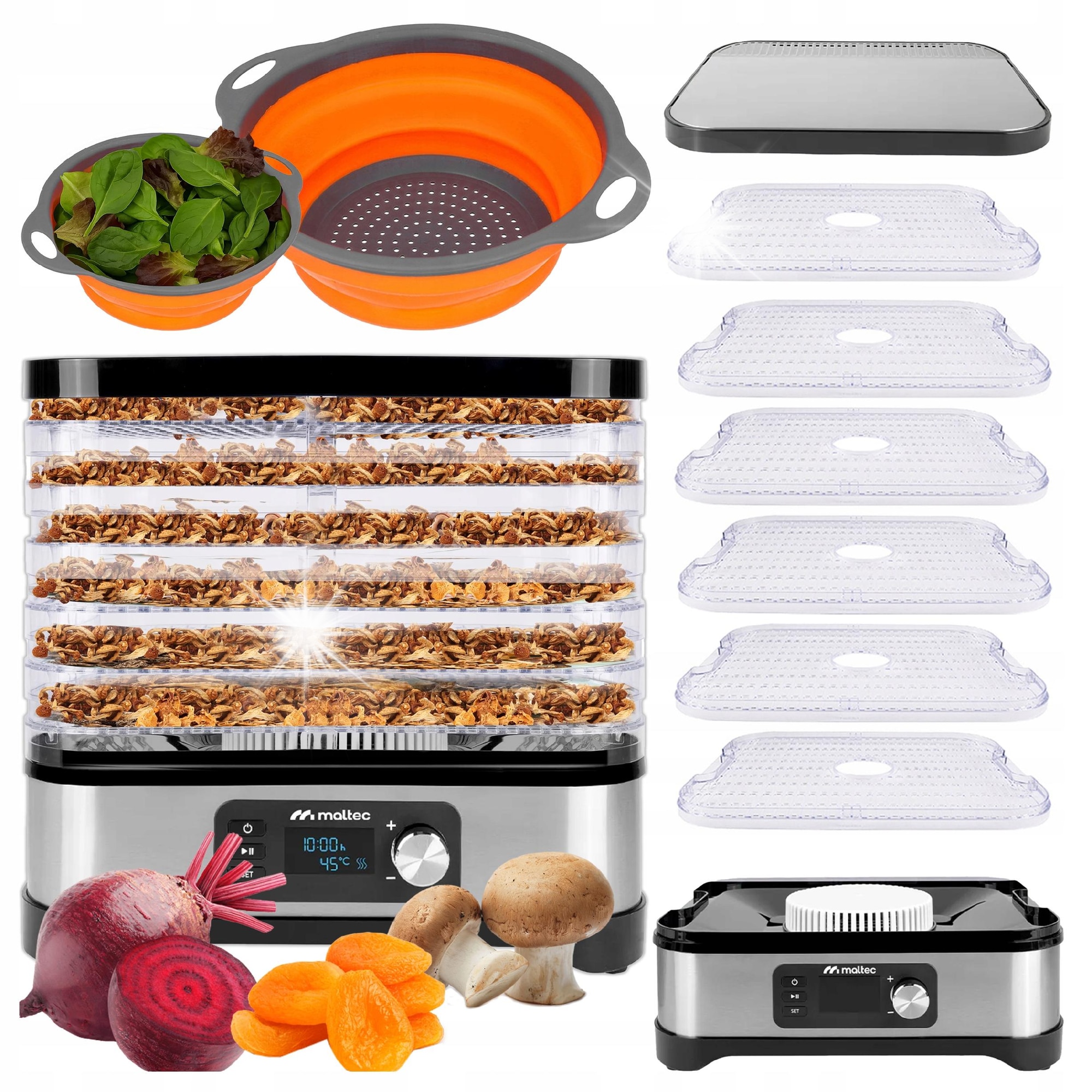 Deshidrator de alimente, 6 tavi, 450W, capacitate 14,4L, termostat 35 ...