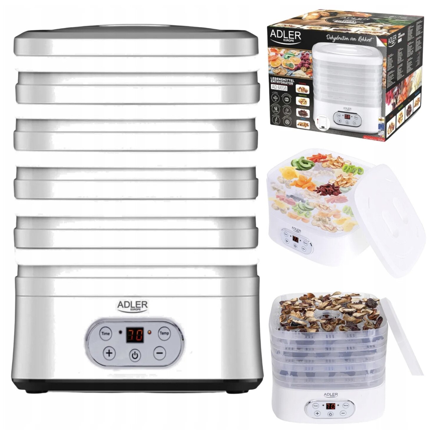 Deshidrator pentru fructe, legume, ciuperci, 5 tavi, 550W, 26,5x24x21cm ...