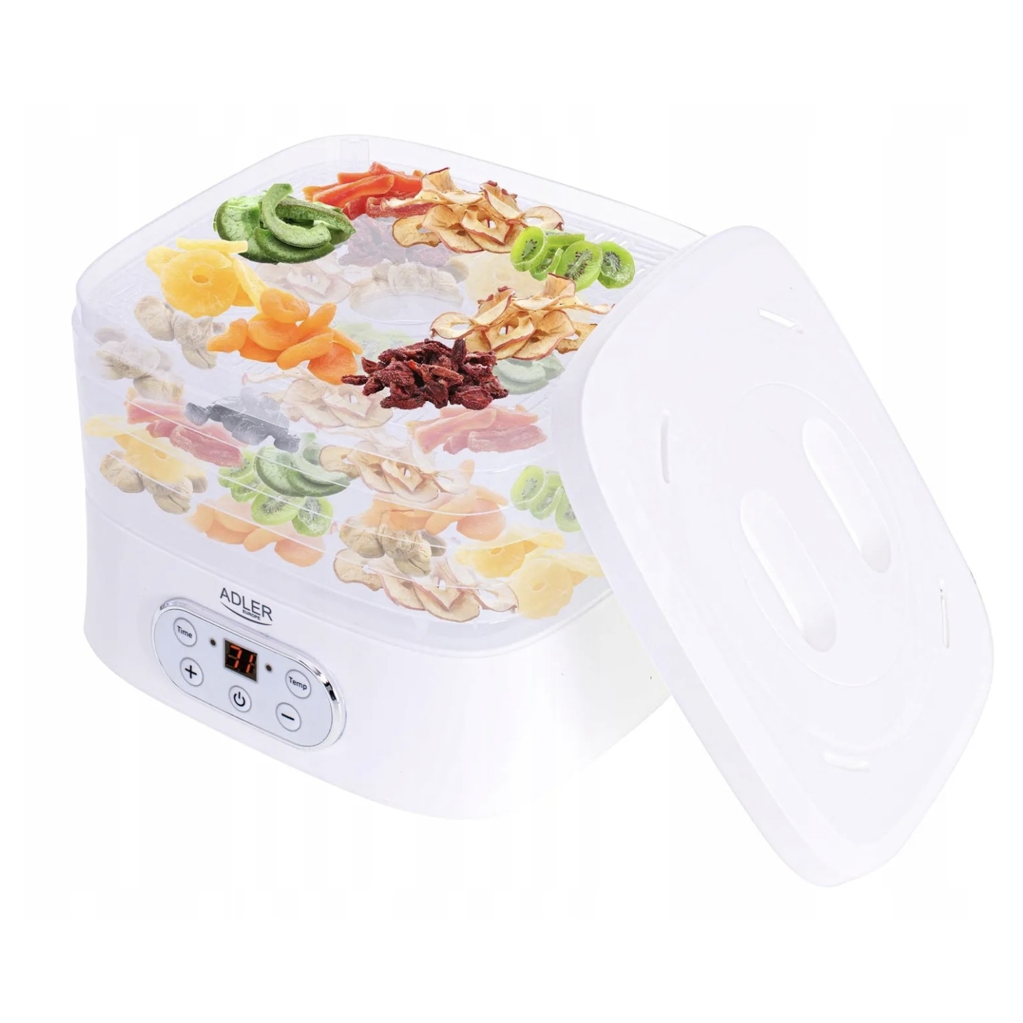 Deshidrator pentru fructe, legume, ciuperci, 5 tavi, 550W, 26,5x24x21cm ...