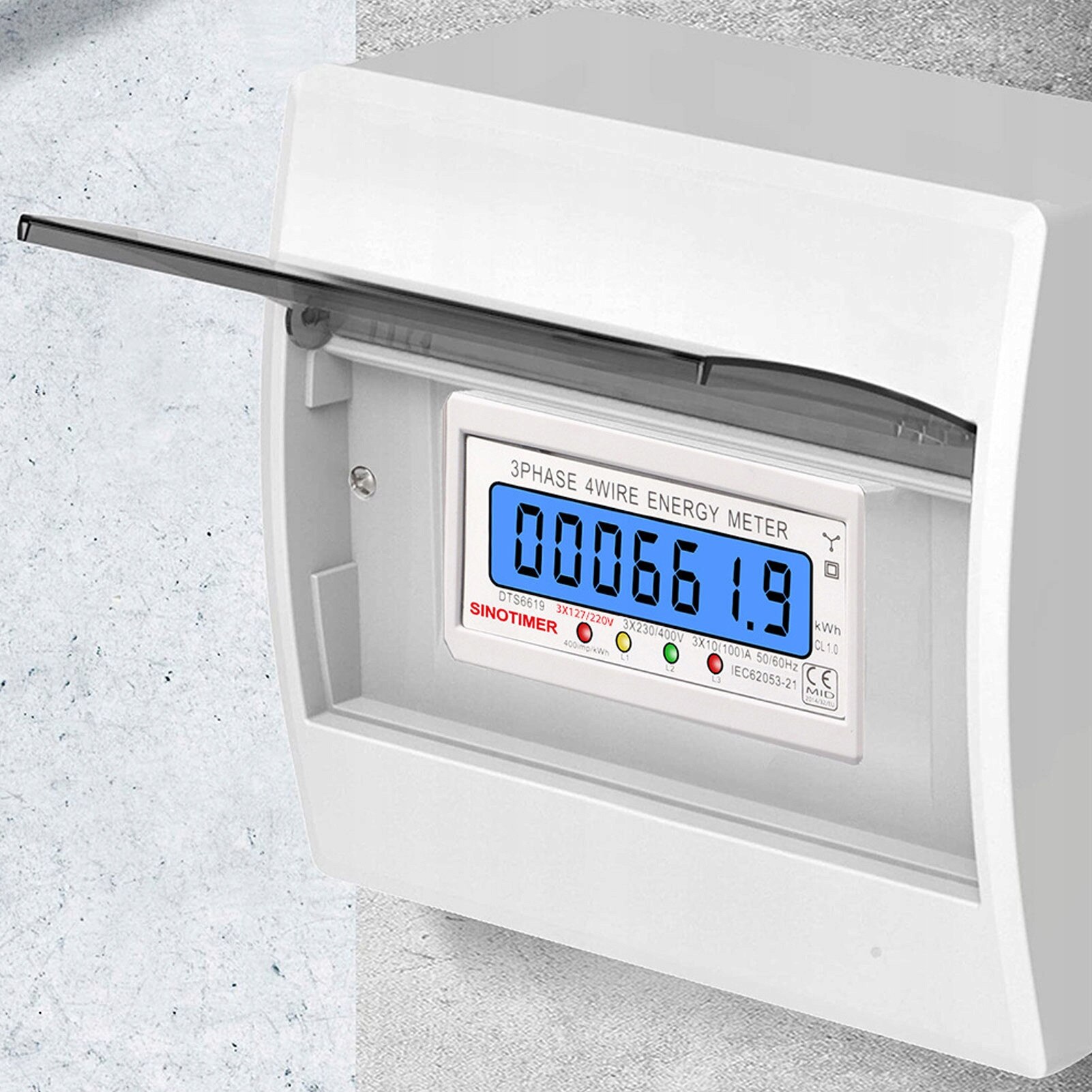 Contor de energie electrica digital, 3 faze, 220V, 10(100)A, LCD ...