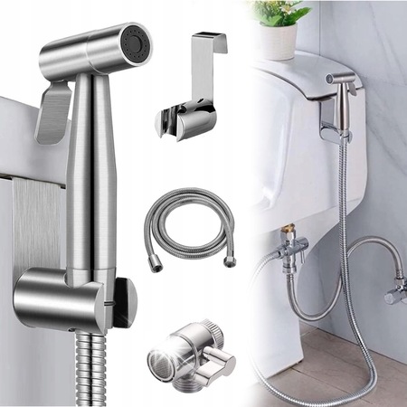 Set dus cu dus manual din inox, 150 cm, reglare presiune apa, M22 x M24 ...