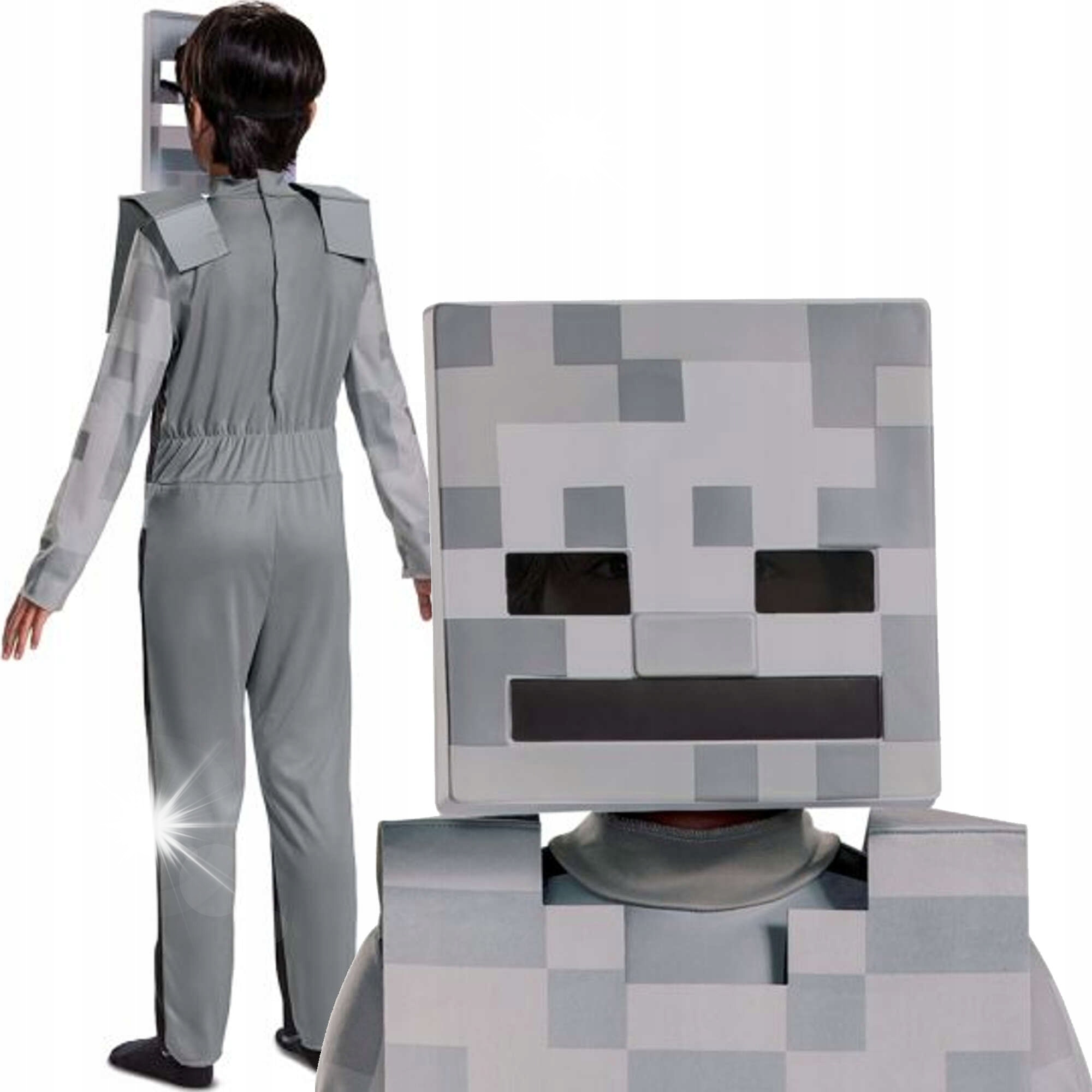 Costum copii, Minecraft, Skeleton, 127-136 cm, alb, set - eMAG.ro
