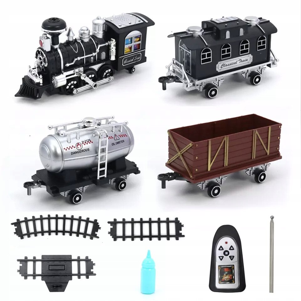 Trenulet electric Bobo-San, locomotiva cu aburi, 5m, set cu vagoane ...