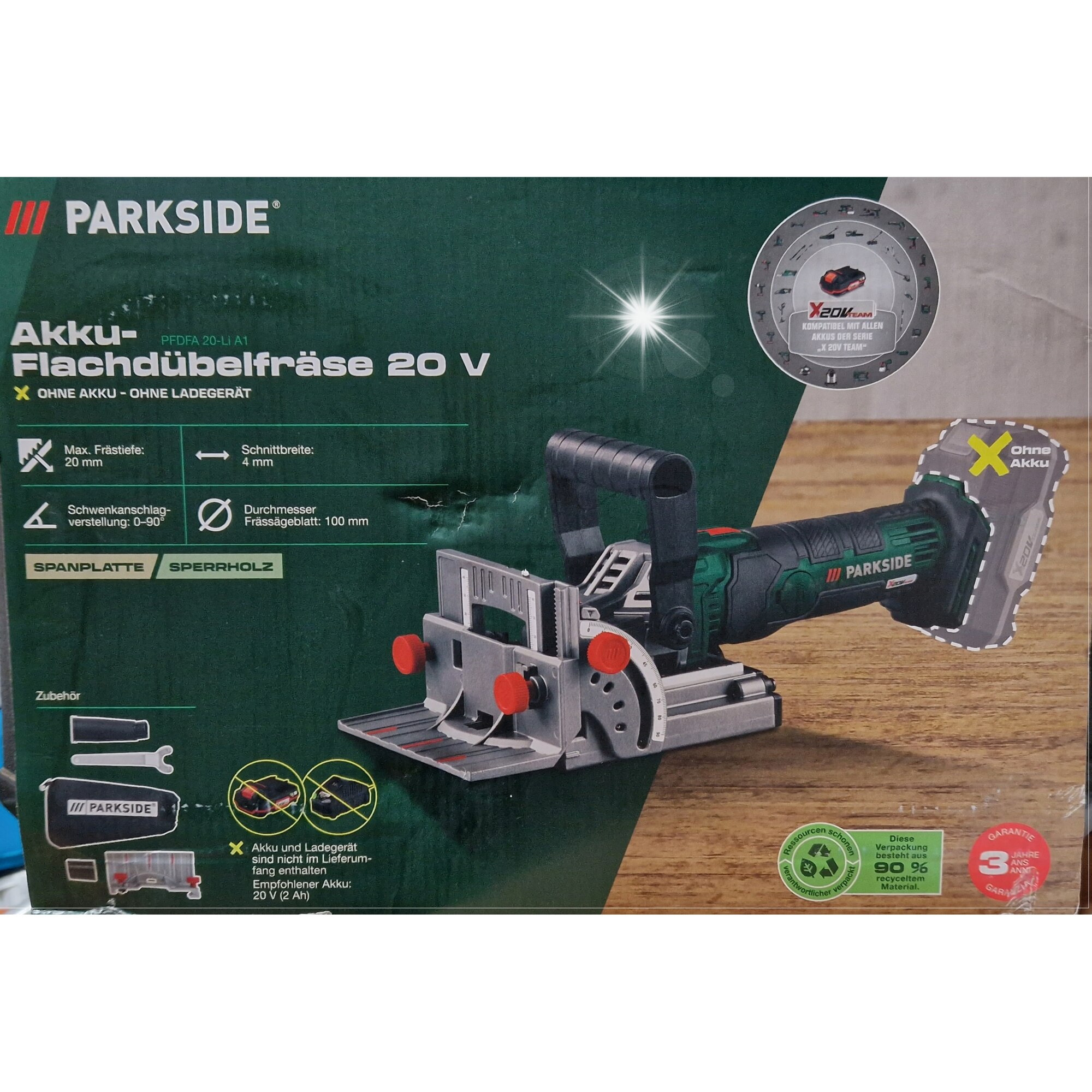 Freza electrica Parkside PFDFA 20V, 100mm, 22mm adancime, set cu valiza ...