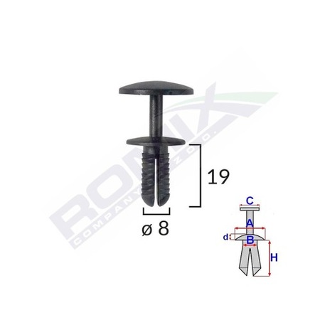 Set 10 clipsuri fixare Romix, negru, 8x19mm - eMAG.ro
