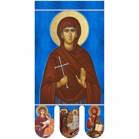 Icoana steag bisericesc, prapor liturgic 130 x 68 cm Sfanta Filoftea cu ...