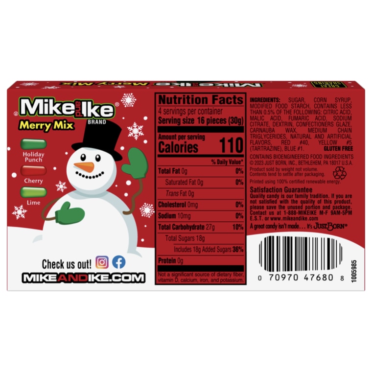 Bomboane gumate Mike and Ike, Merry mix, 120 g, editie limitata de ...