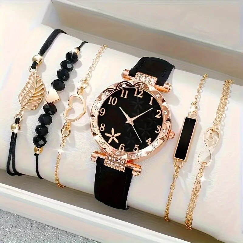 Set cadou femei CTAL 6 piese ceas si bratari casual - eMAG.ro