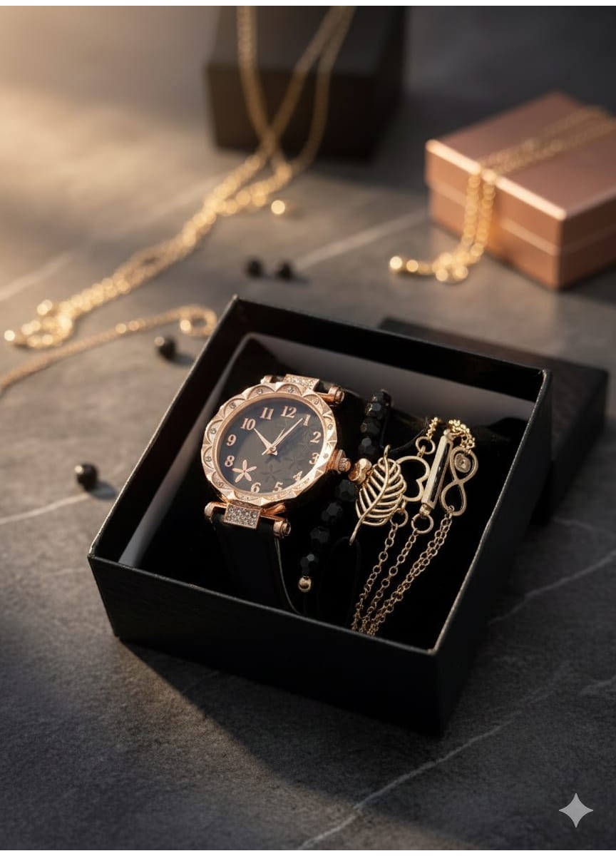 Set cadou femei CTAL 6 piese ceas si bratari casual - eMAG.ro