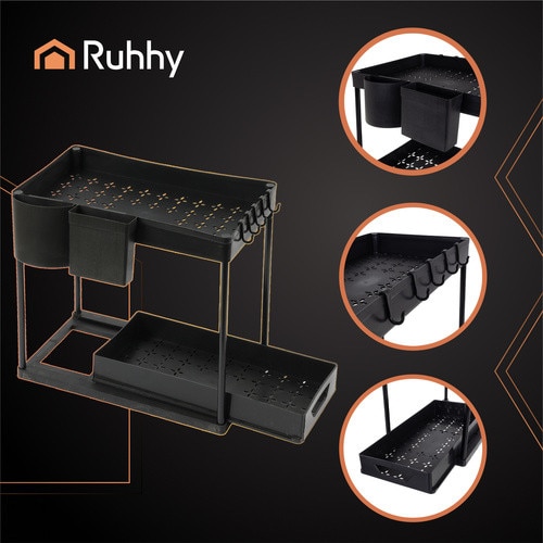 Ruhhy Raft Organizator Bucatarie cu 2 Nivele-Under-Sink Organizer 2 ...