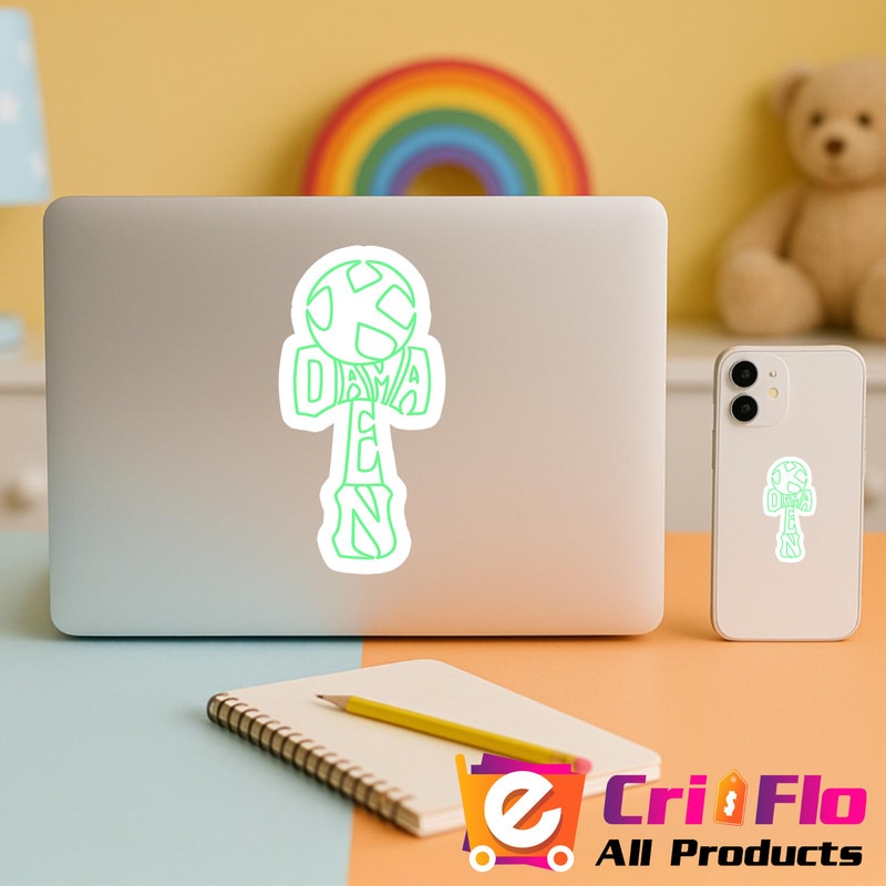 Sticker Kendama glob pamantesc contur verde design simplu, Autoadeziv ...