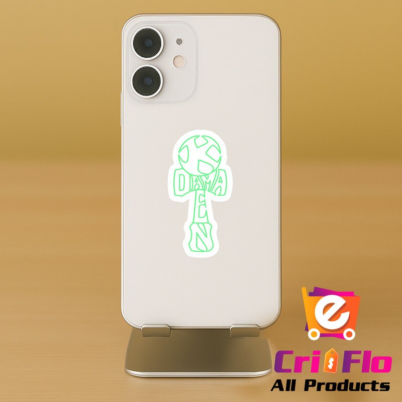 Sticker Kendama glob pamantesc contur verde design simplu, Autoadeziv ...