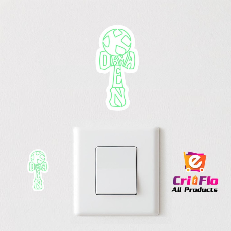 Sticker Kendama glob pamantesc contur verde design simplu, Autoadeziv ...