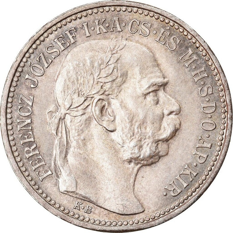 Moneda istorica din Argint - 1 coroana Francisc Iosif Regele Ungariei ...