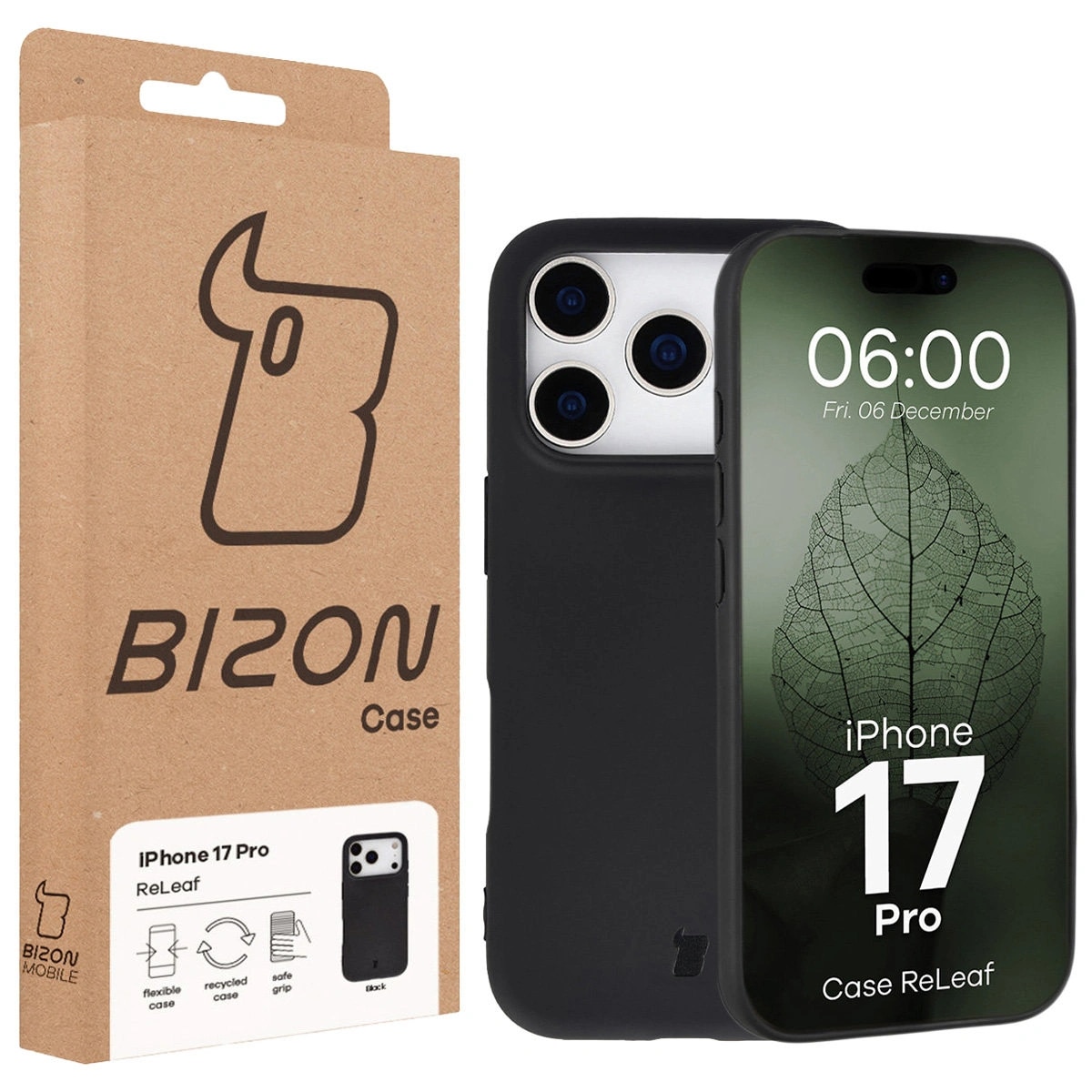 Husa, Bizon Case ReLeaf pentru iPhone 17 Pro, Negru - eMAG.ro