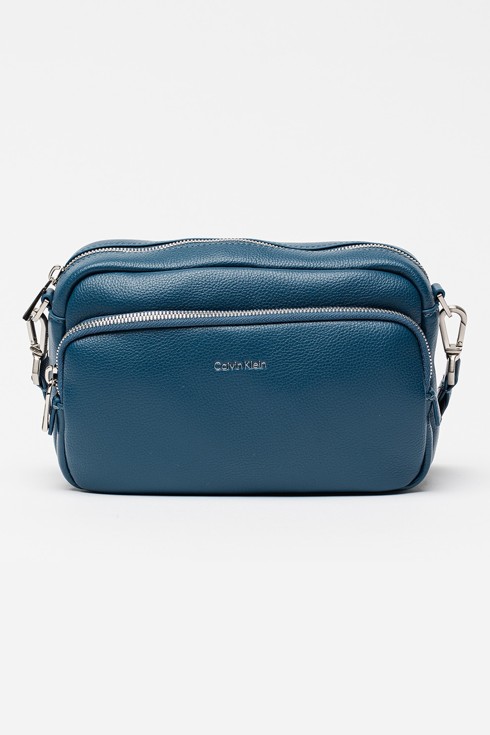 CALVIN KLEIN, Geanta de piele ecologica Raised Camera, Albastru petrol ...
