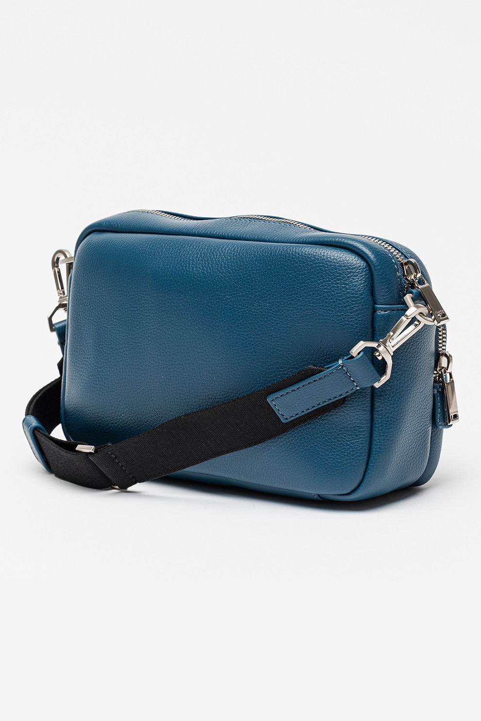 CALVIN KLEIN, Geanta de piele ecologica Raised Camera, Albastru petrol ...
