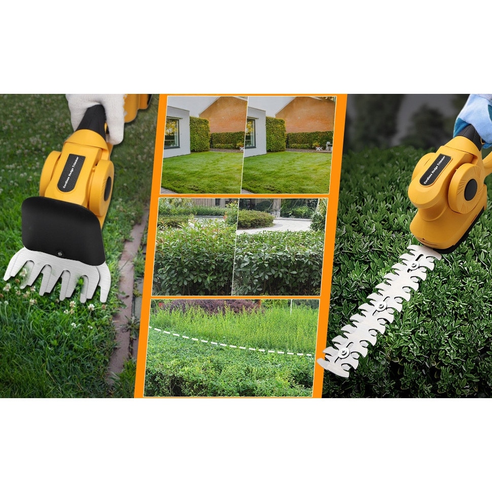 Trimmer electric pentru tufisuri si iarba 2 in 1, 90 cm, cu 2 lame ...