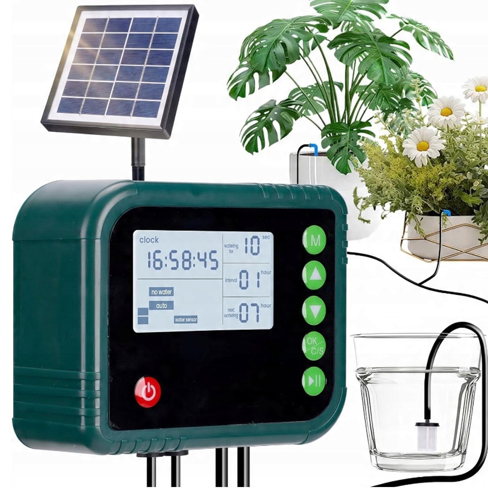 Sistem automat irigare cu panou solar, 2200mAh, 15mx2cm - eMAG.ro