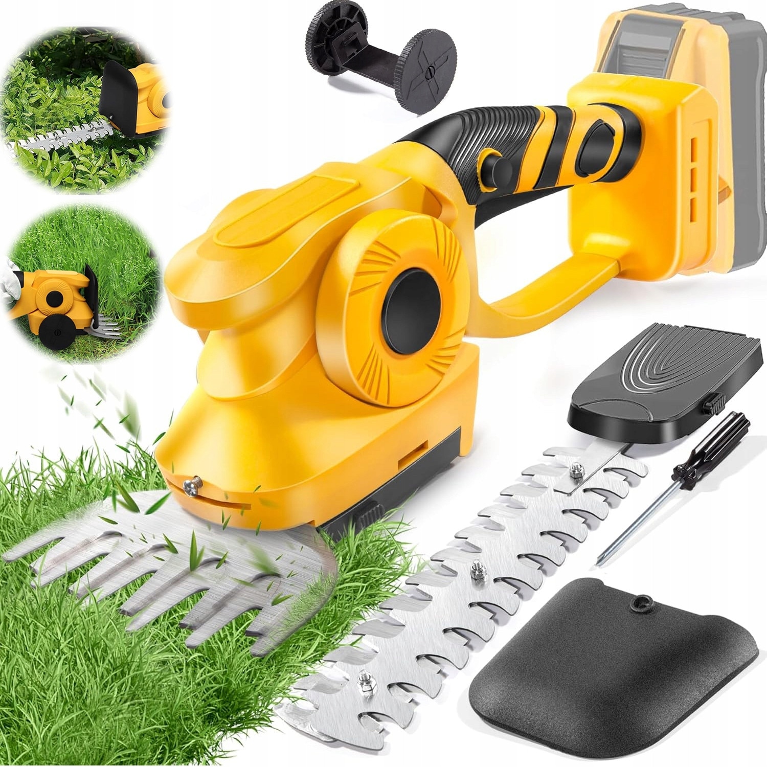 Trimmer electric pentru tufisuri si iarba 2 in 1, 90 cm, cu 2 lame ...