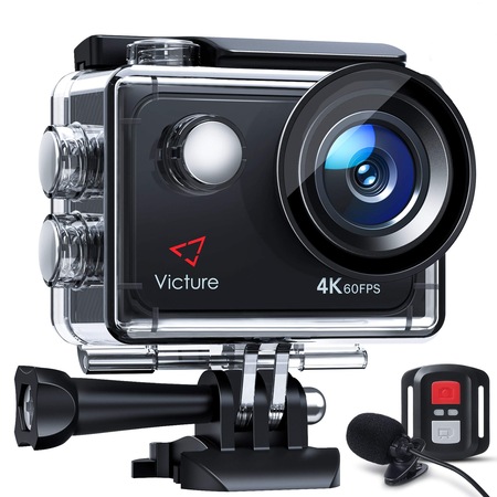 Camera sport Victure 4K, 170° unghi larg, rezistenta la apa 30m, 2 ...