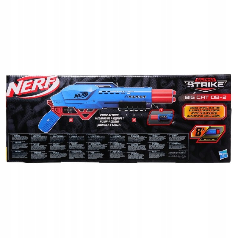 Nerf Alpha Strike Big Cat DB-2 pisztoly, 38 lövedék, 8 festék, 50 cm ...