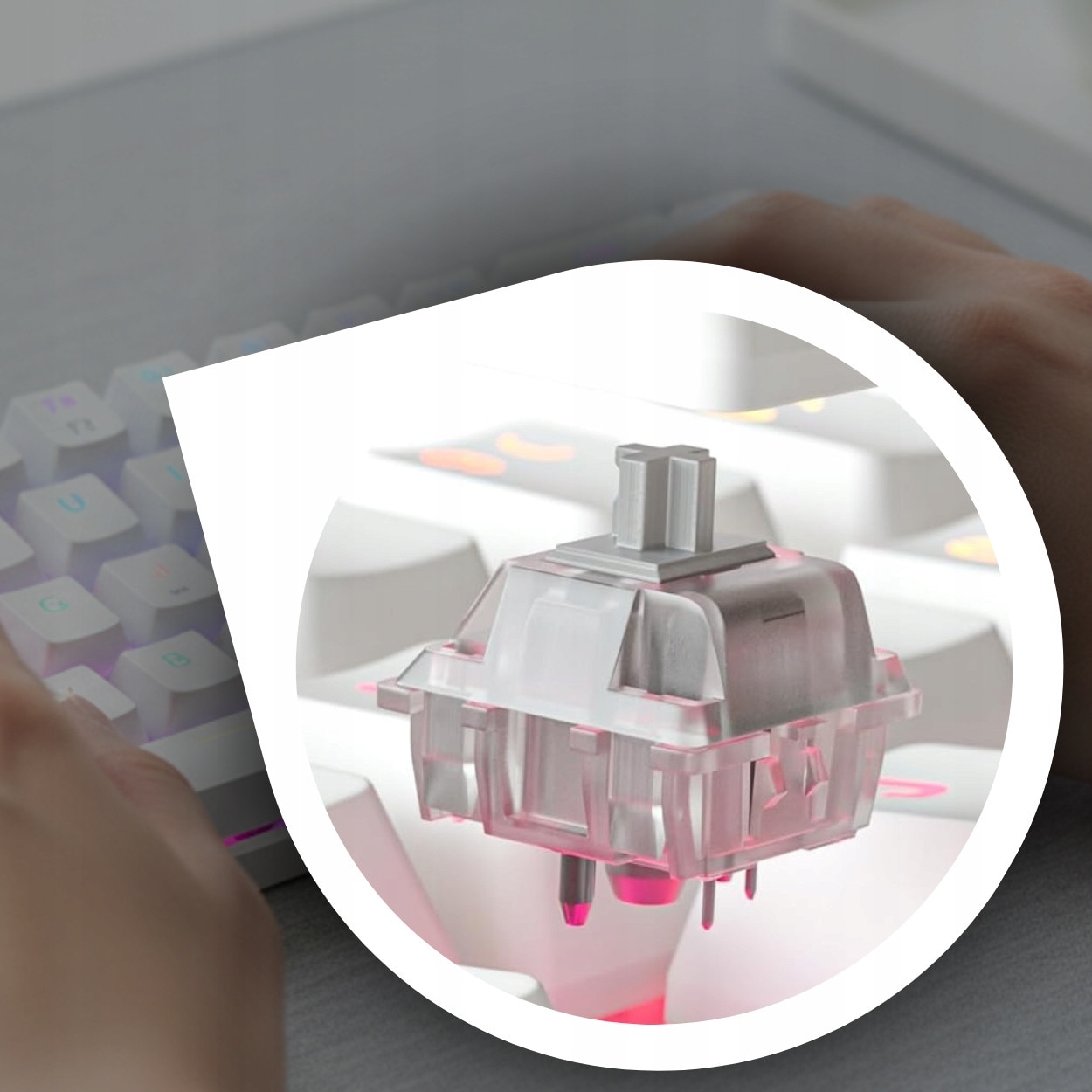 Tastatura mecanica compacta 60%, iluminare RGB, alb, USB-C, 61 clape ...