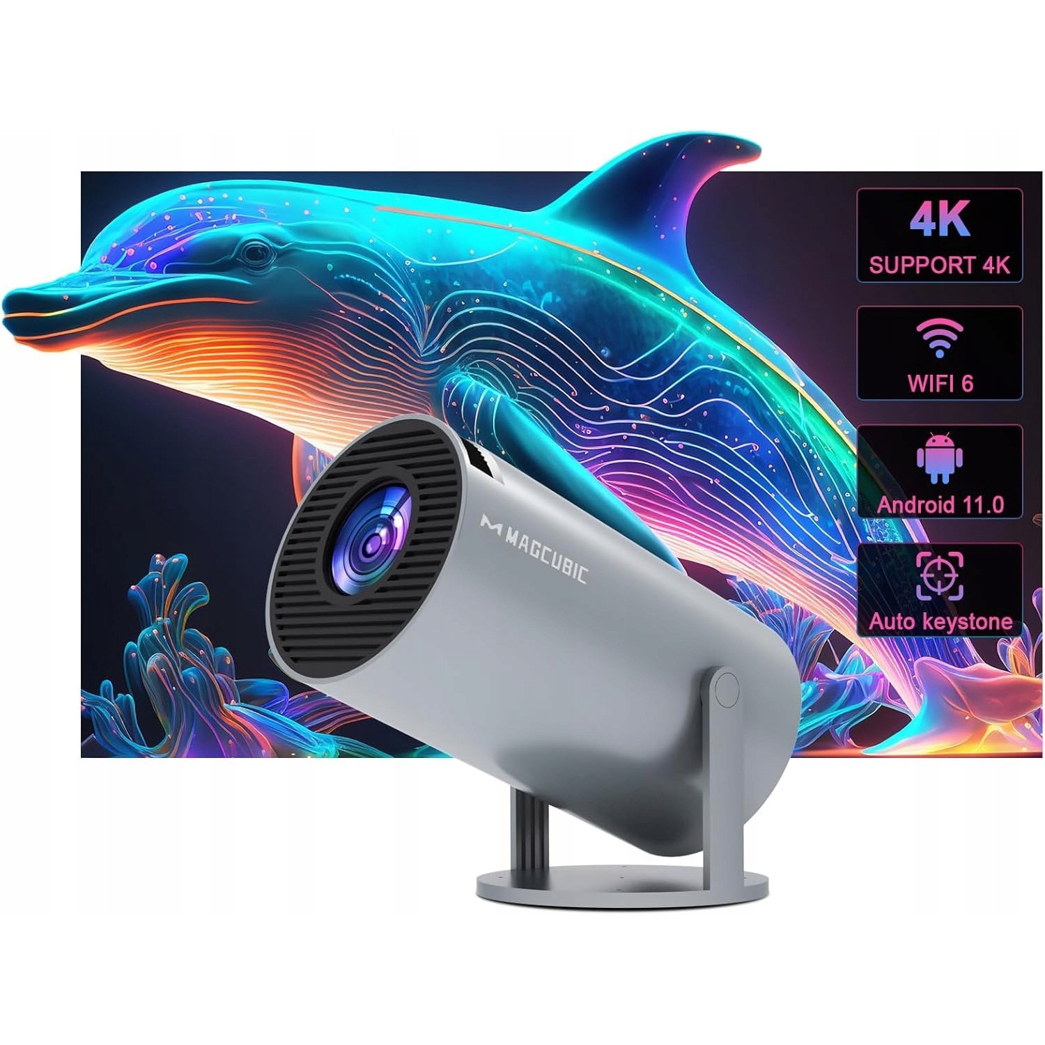 Mini proiector Magcubic HY300 Pro Android 11, 260 ANSI, proiectie 40 ...