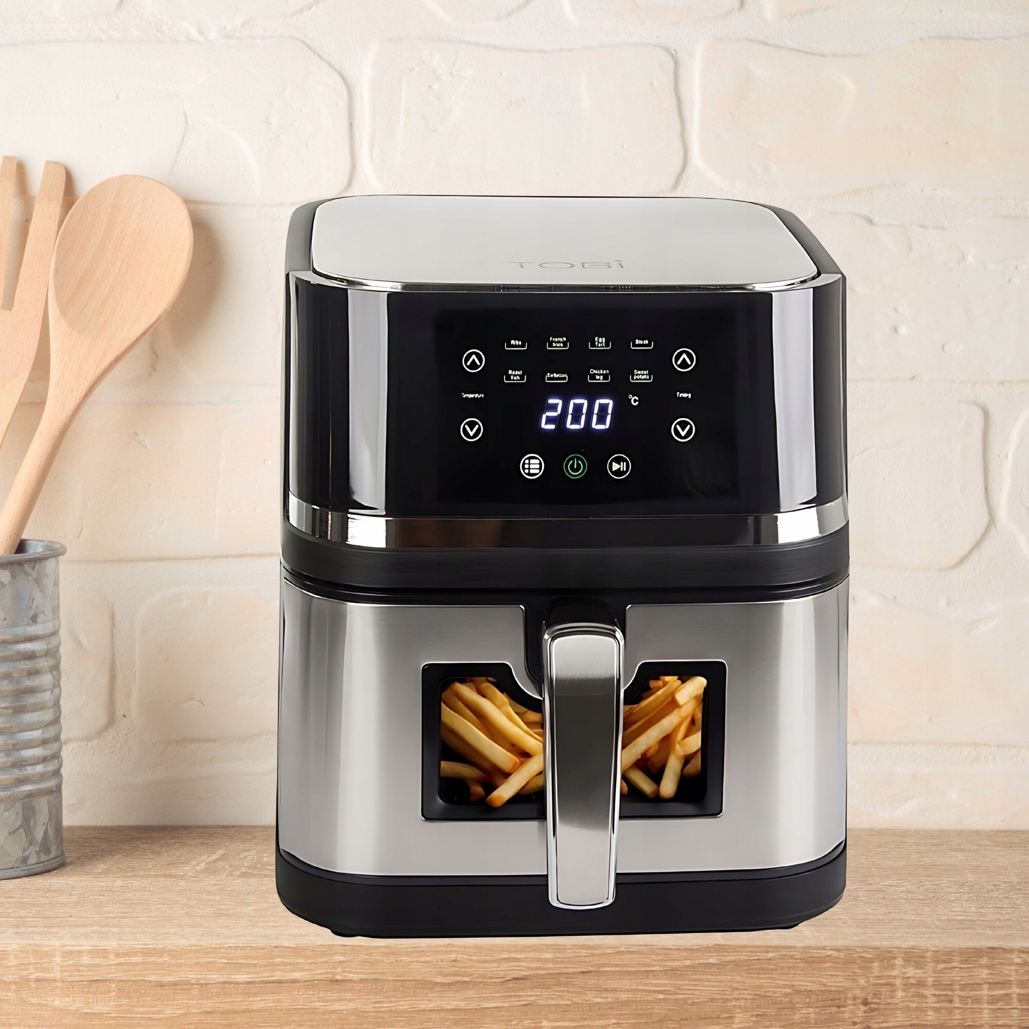 Friteuza fara ulei, 2400W, 10L, argintie, 8 programe automate - eMAG.ro
