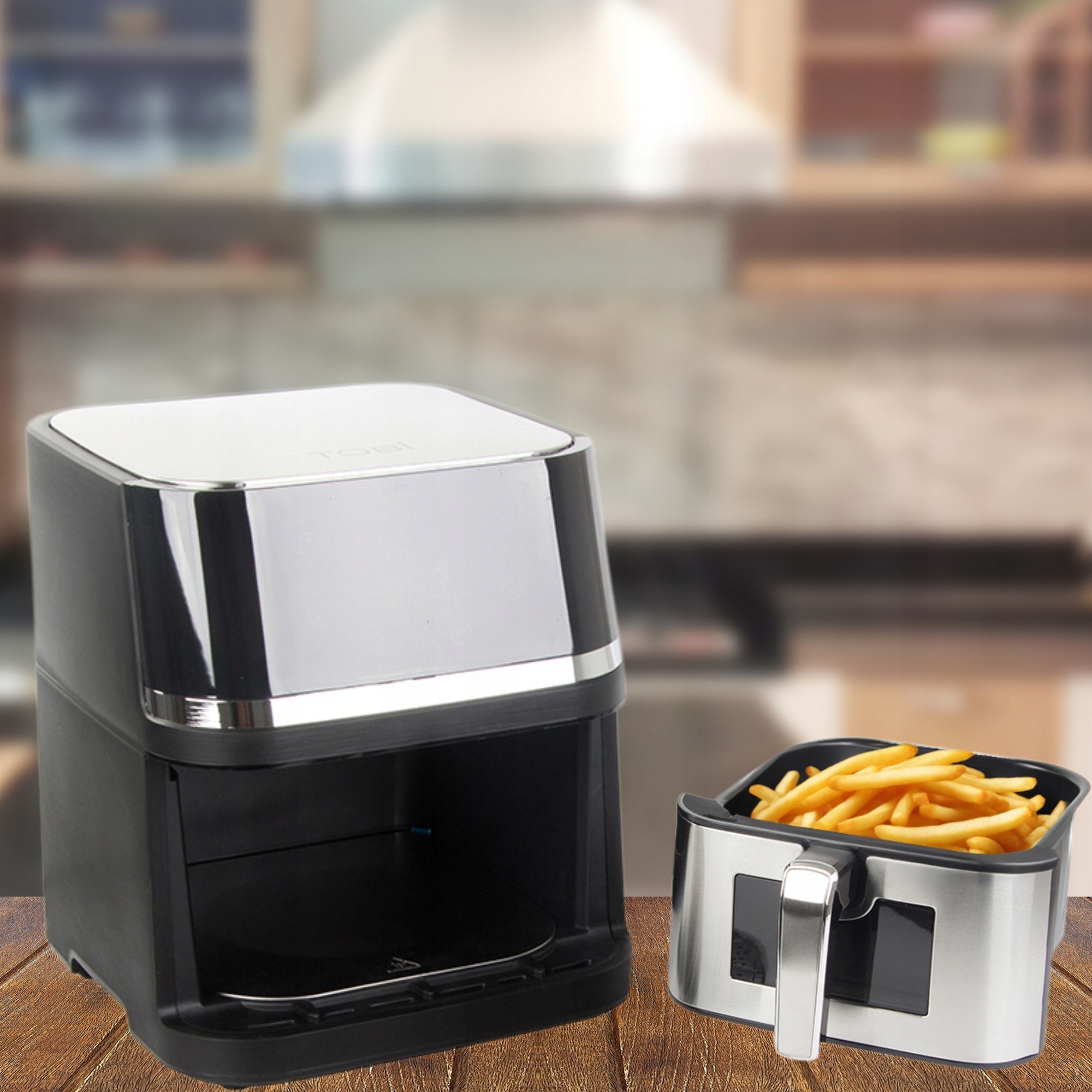 Friteuza fara ulei, 2400W, 10L, argintie, 8 programe automate - eMAG.ro