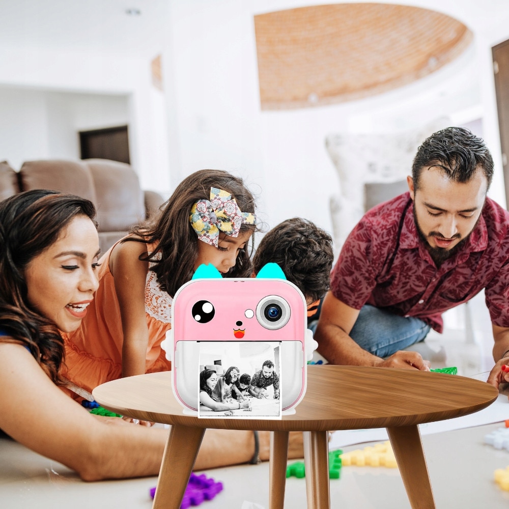 Mini imprimanta termica Drukus 3.0, aparat foto instant, 48MP, roz, set ...