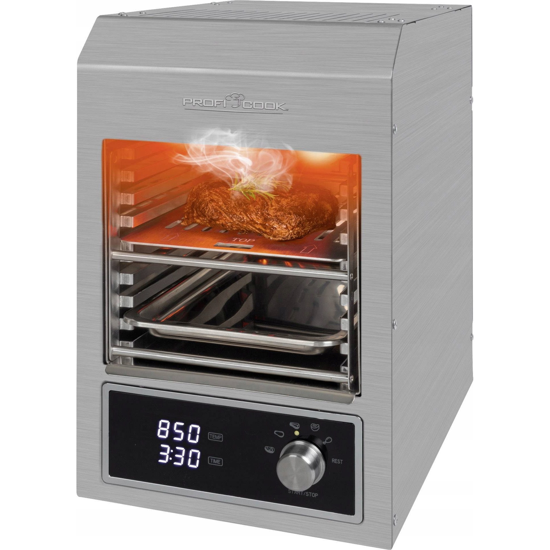 Gratar electric Profi Cook, model PC-EBG 1201, 1600W, inox, 30x18cm ...