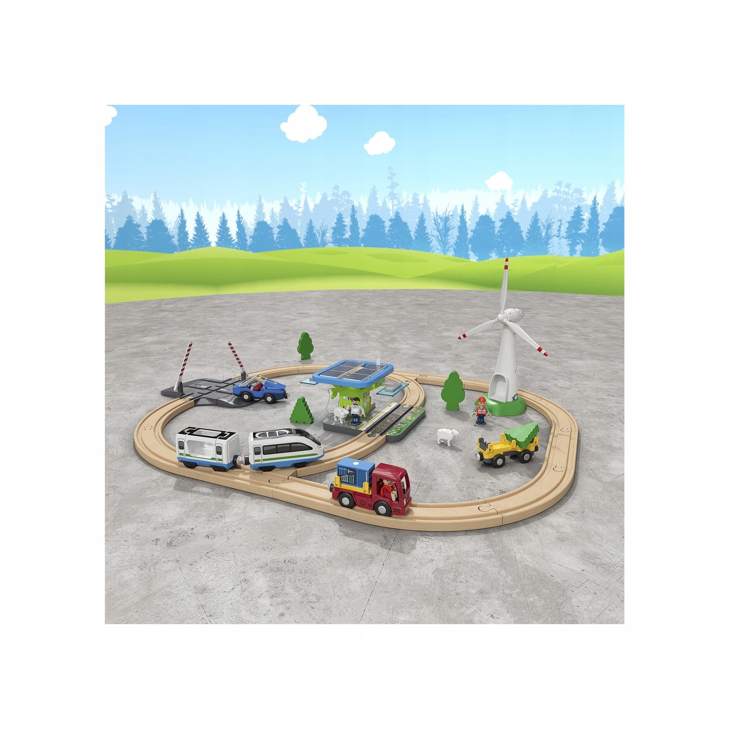 Комплект влакчета Playtive, 35 елемента, дължина на трасето 285 см ...