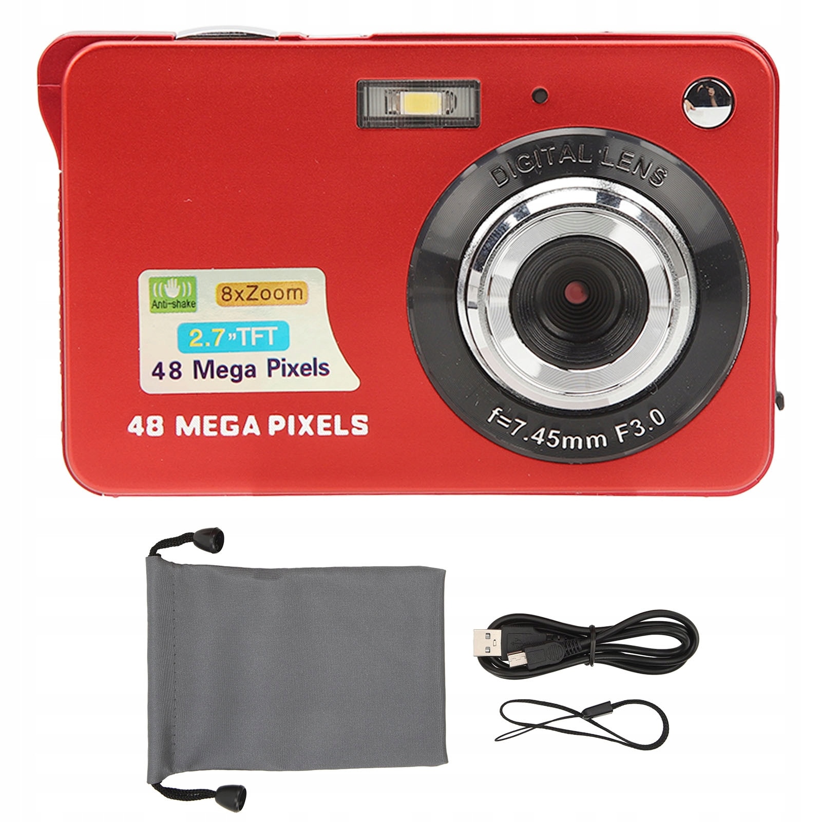 Camera digitala 4K 48MP cu zoom 8x, ecran LCD 2,7 inch, set cu card de ...