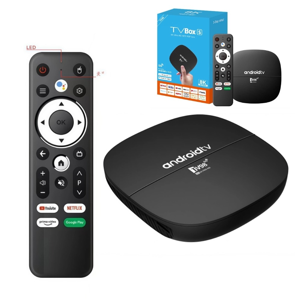 Android TV Box, 4K Ultra HD, 2GB RAM, 16GB, Fekete, Bluetooth és Wi-Fi ...