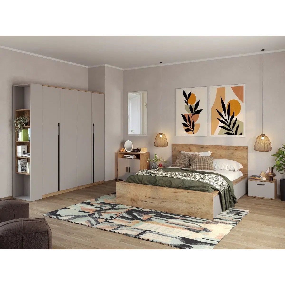 Dulap Casmir/Stejar, Siena, L 186 x A 48 x H 192 cm - eMAG.ro
