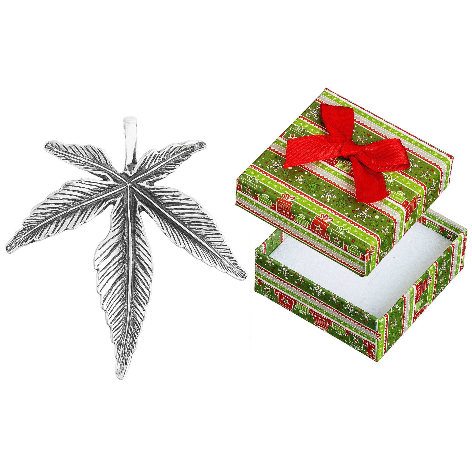 Pandantiv argintiu oxigenat in forma de frunza de marijuana, Siju ...