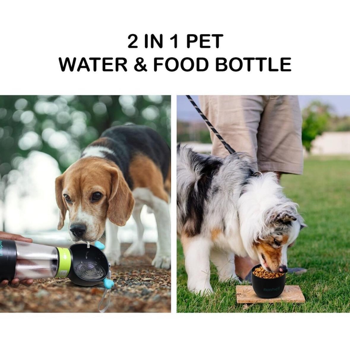 Sticla de Apa pentru Caini Nunbell 3-in-1, 350ml, cu Bol si Recipient ...