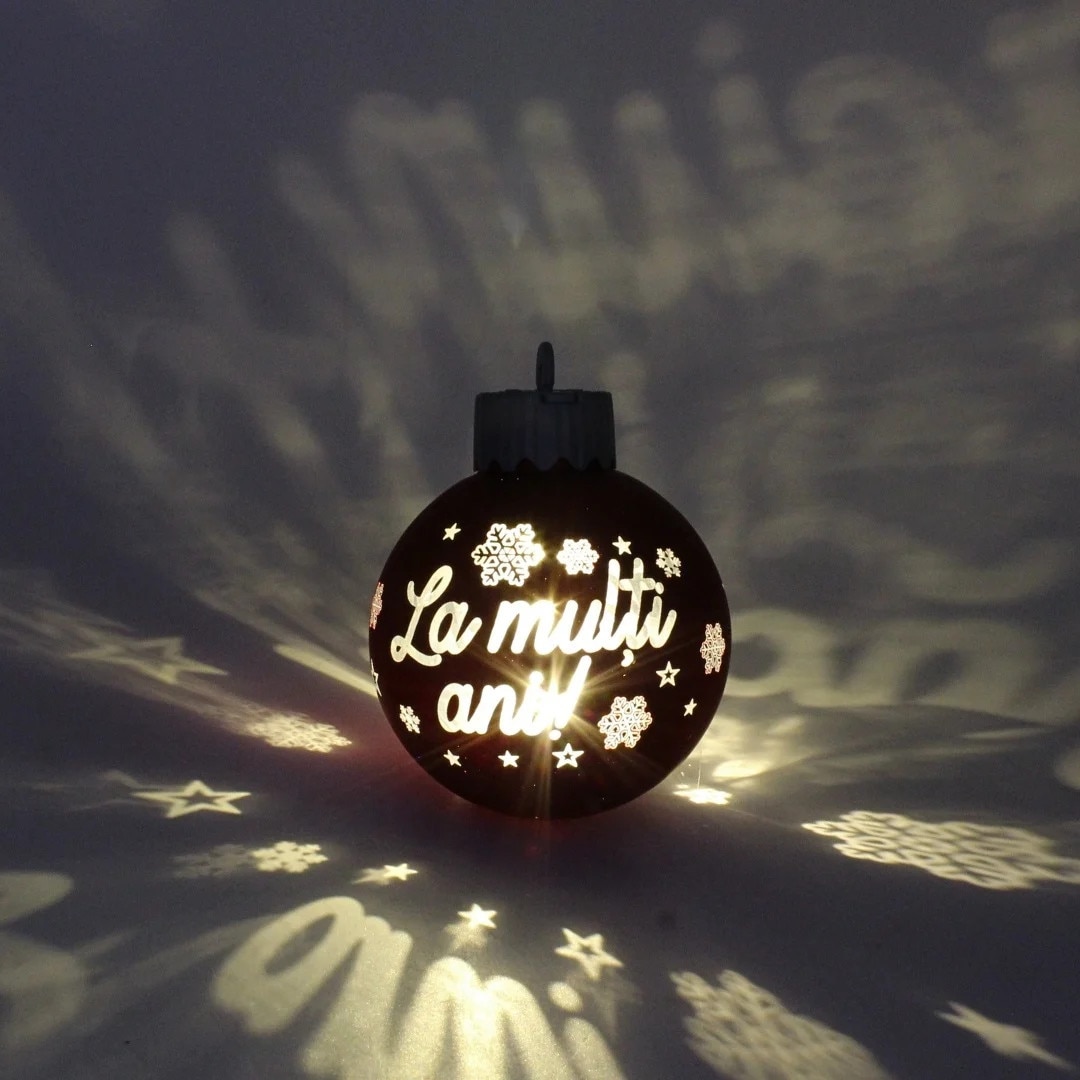 Glob de Craciun, cu led, culoarea rosu, mesaj „La multi ani!" - eMAG.ro