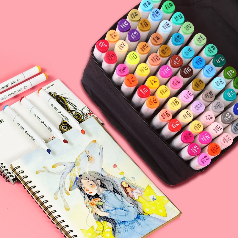 Set Carioci Profesionale 12 Bucati, Dublu Capat 1mm Si 6mm, Cutie ...