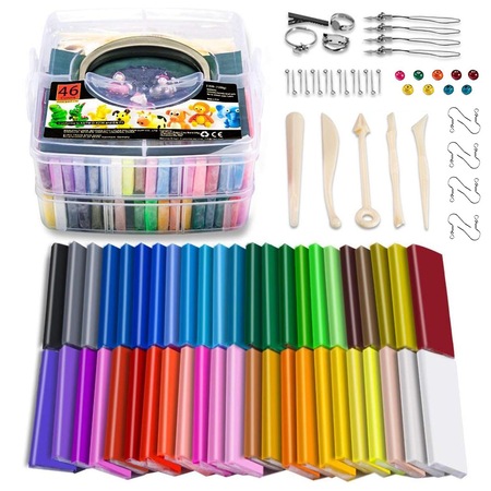 Set de lut polimeric pentru copii, 46 de culori, 28 de grame, culori ...