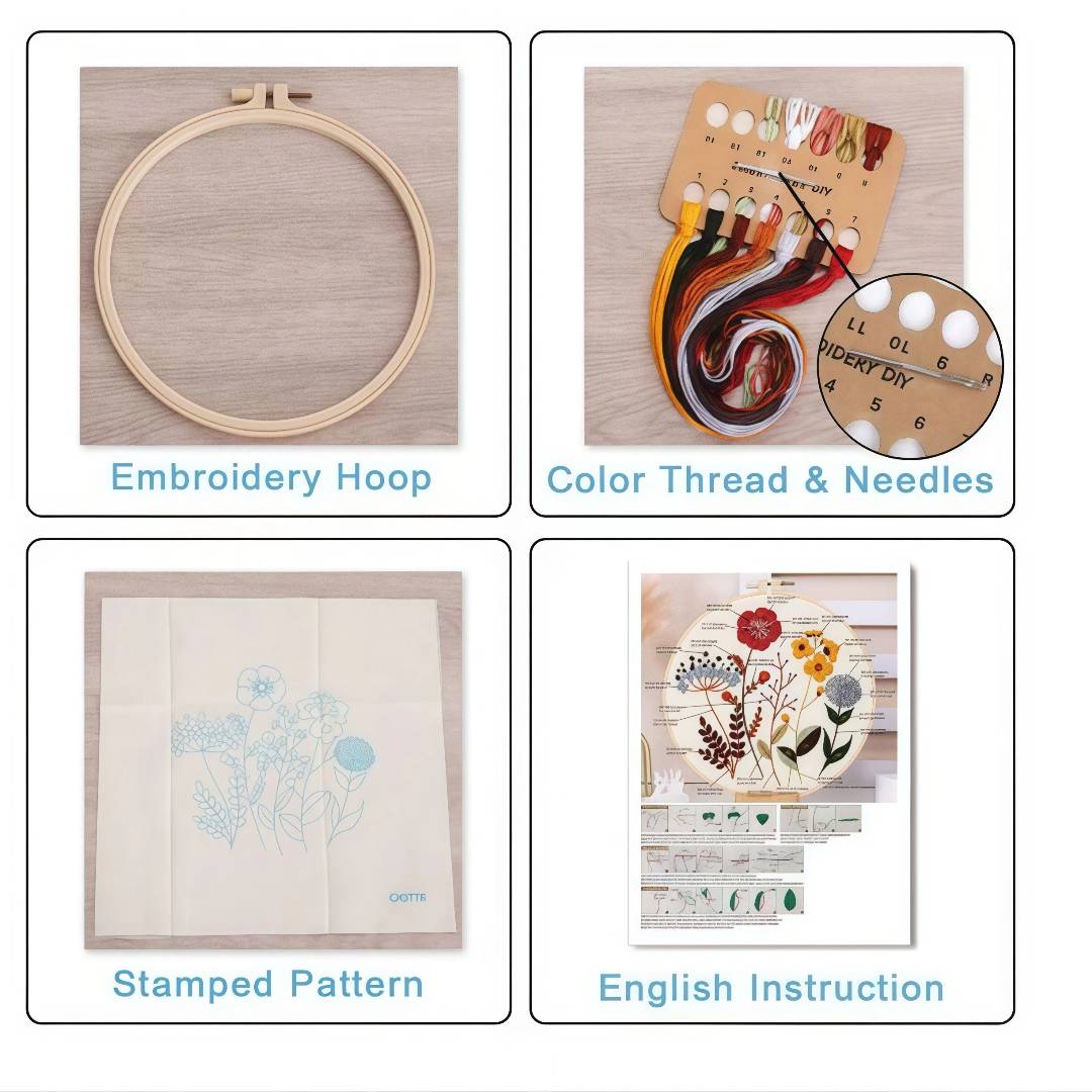 Kit de broderie peisaje, Scenic Escape, rame broderie 20x20cm, bumbac ...