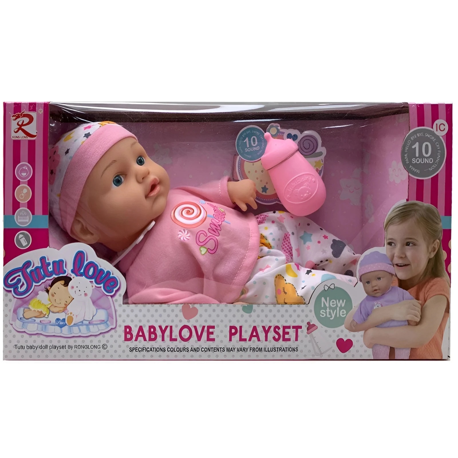 Papusa interactiva Bebe Tutu Love 30 cm, set Babylove Playset cu ...